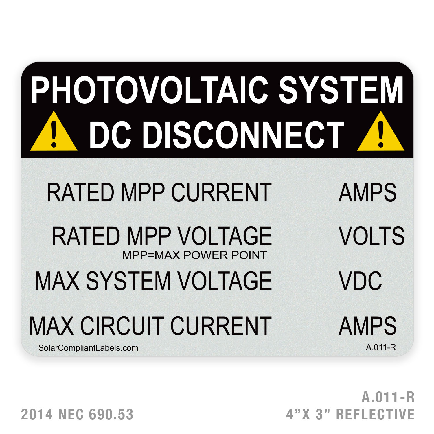 DC DISCONNECT - 011 LABEL | SOLAR COMPLIANT LABELS