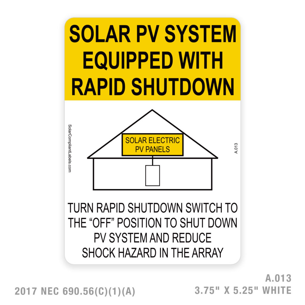 RAPID SHUTDOWN - 013 LABEL | SOLAR COMPLIANT LABELS