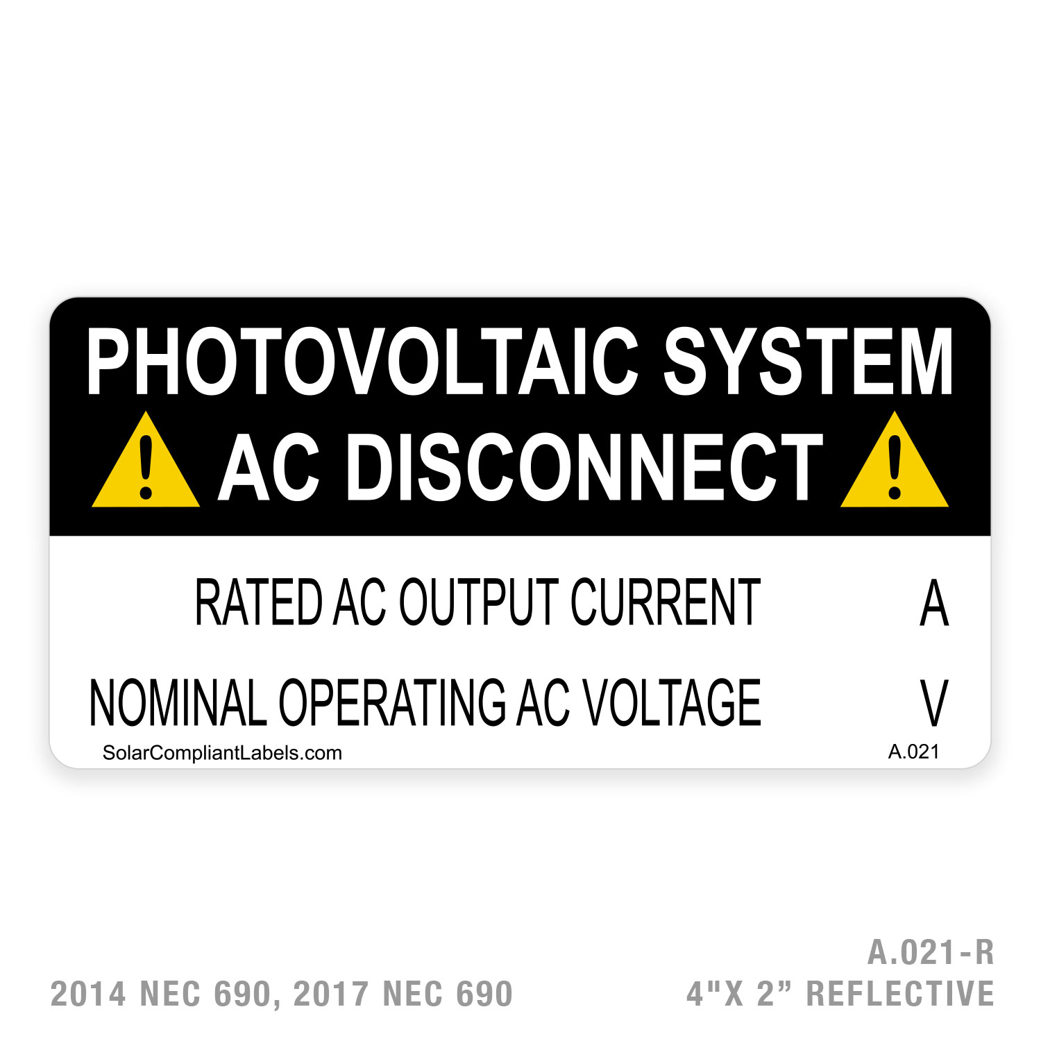 AC DISCONNECT - 021 LABEL | SOLAR COMPLIANT LABELS