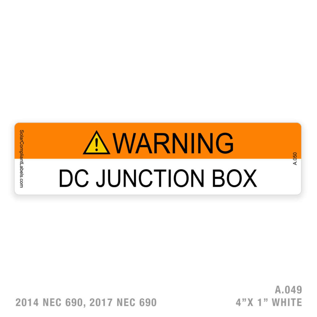 DC JUNCTION BOX – 050 LABEL | SOLAR COMPLIANT LABELS