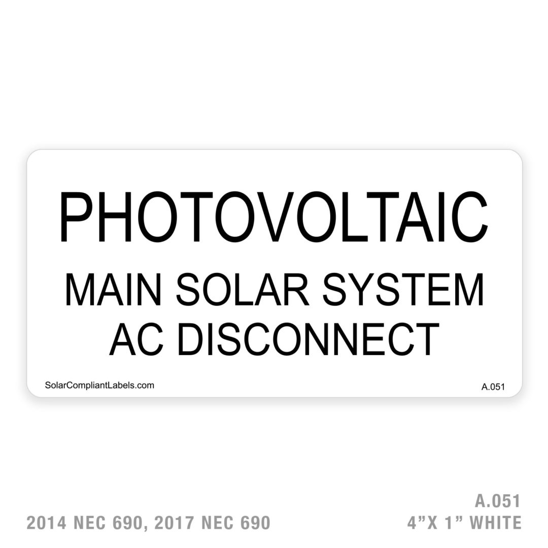 AC DISCONNECT – 051 LABEL | SOLAR COMPLIANT LABELS