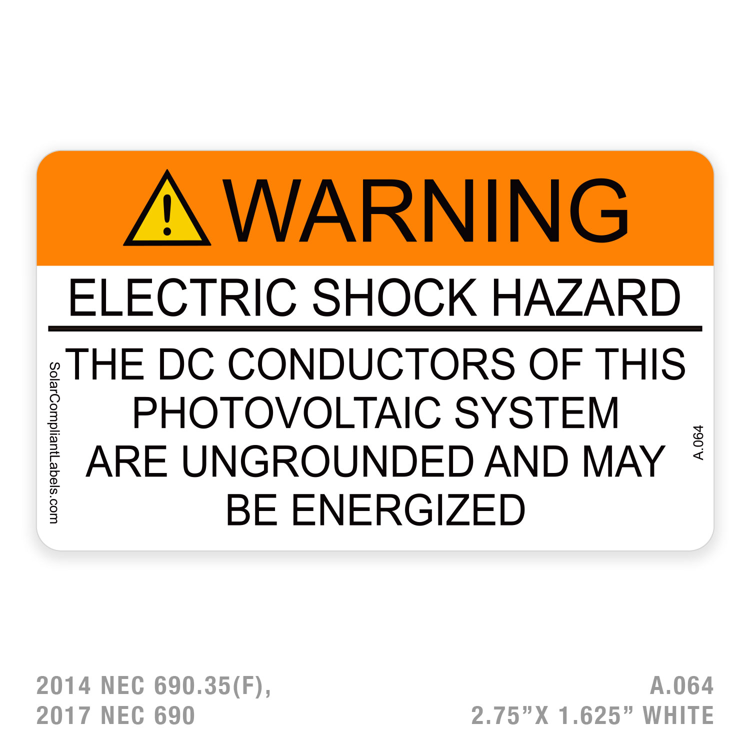 WARNING - 064 LABEL | SOLAR COMPLIANT LABELS