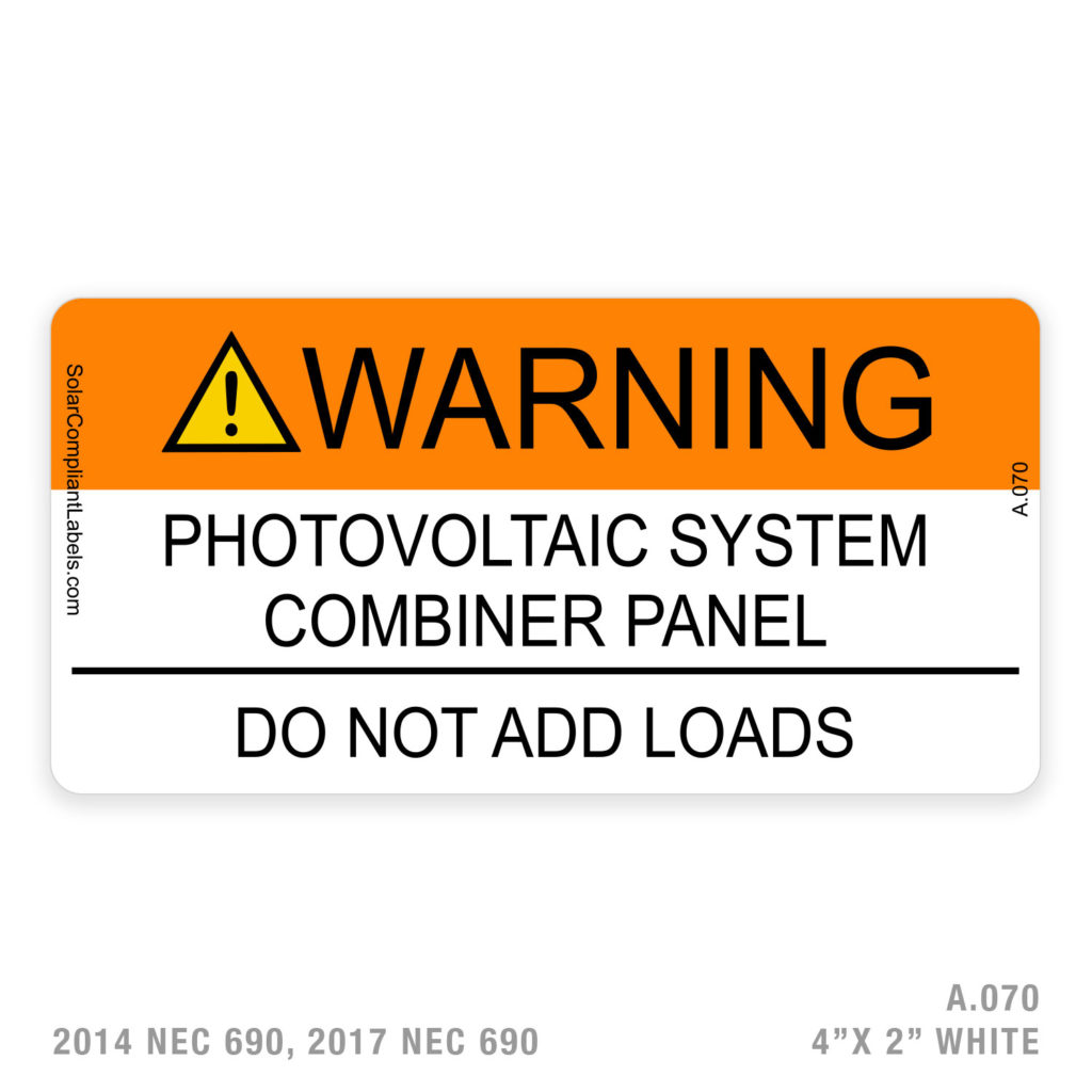 PV SYSTEM - 070 LABEL | SOLAR COMPLIANT LABELS