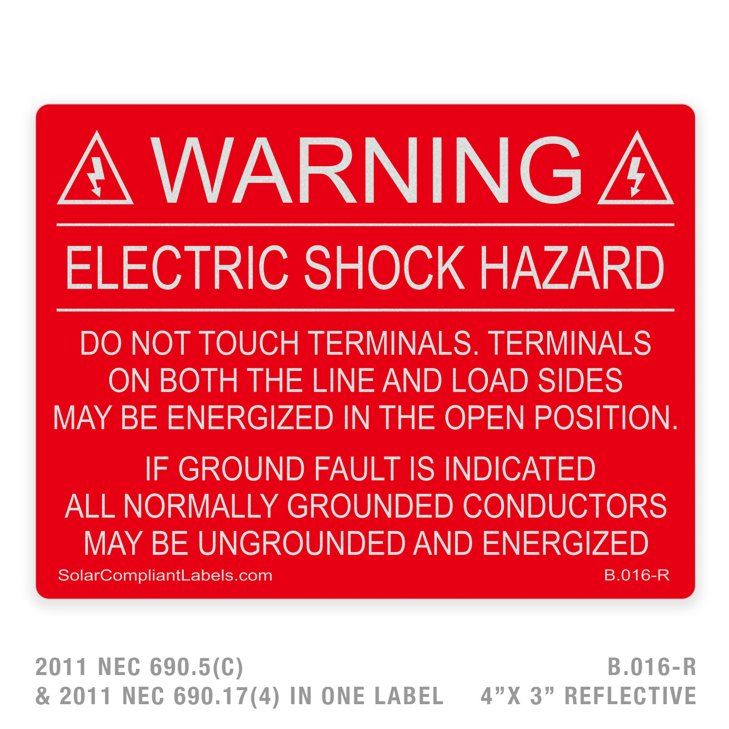 WARNING ESH - 016 LABEL | SOLAR COMPLIANT LABELS