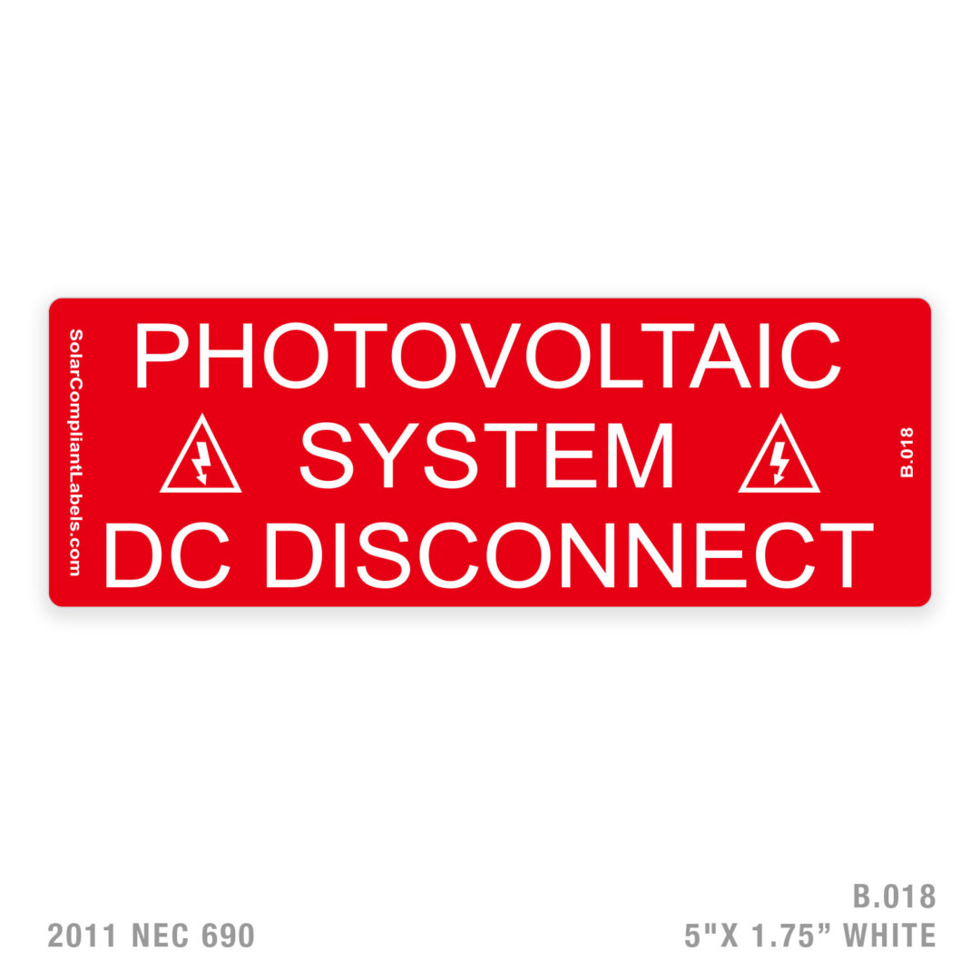 DC DISCONNECT – 018 LABEL | SOLAR COMPLIANT LABELS