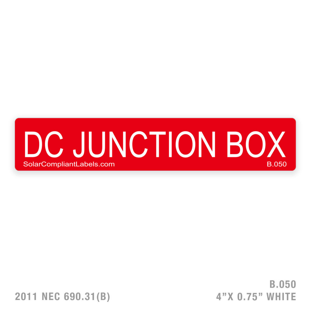 DC JUNCTION BOX – 050 LABEL | SOLAR COMPLIANT LABELS