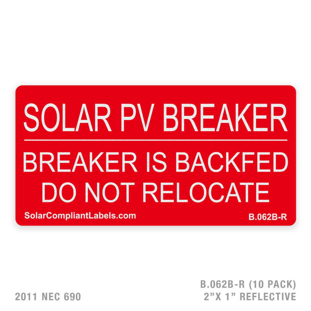 PV SOLAR BREAKER – 062 LABEL | SOLAR COMPLIANT LABELS