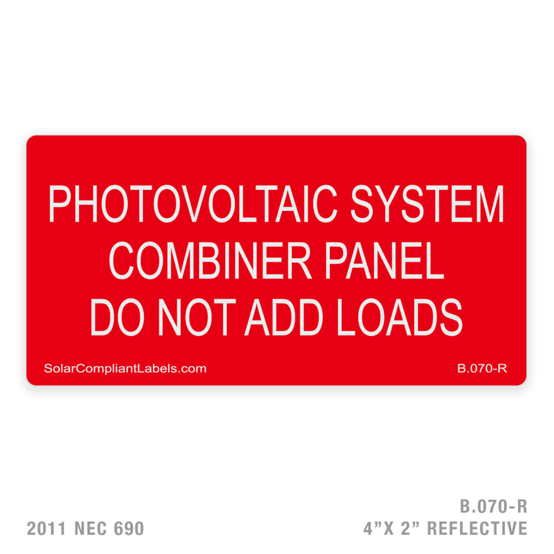 PV SYSTEM - 070 LABEL | SOLAR COMPLIANT LABELS