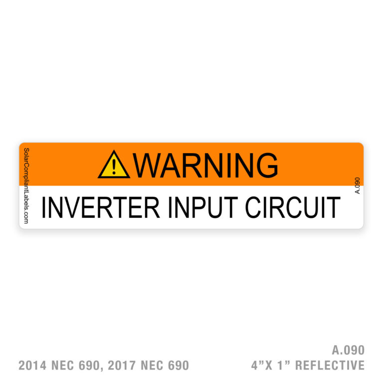 INVERTER INPUT - 090 LABEL | SOLAR COMPLIANT LABELS