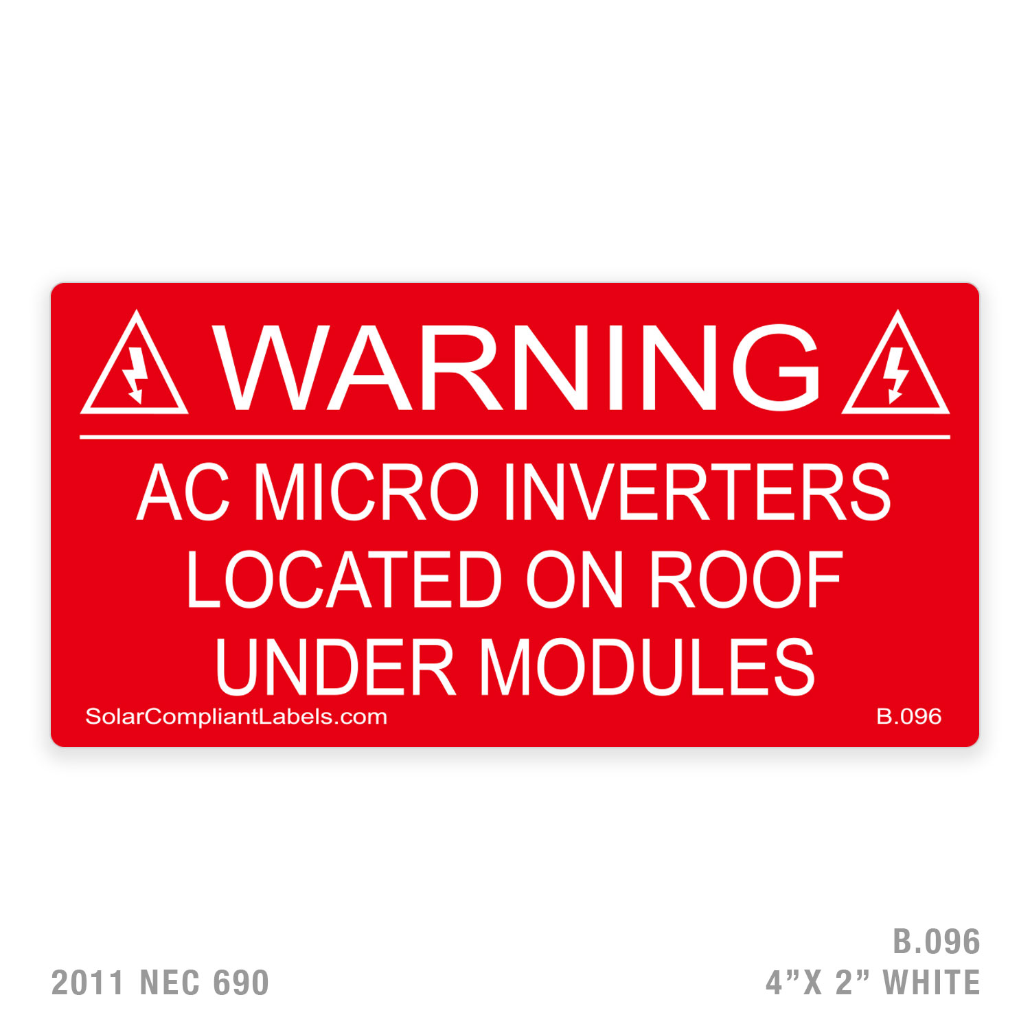 WARNING – 096 LABEL | SOLAR COMPLIANT LABELS