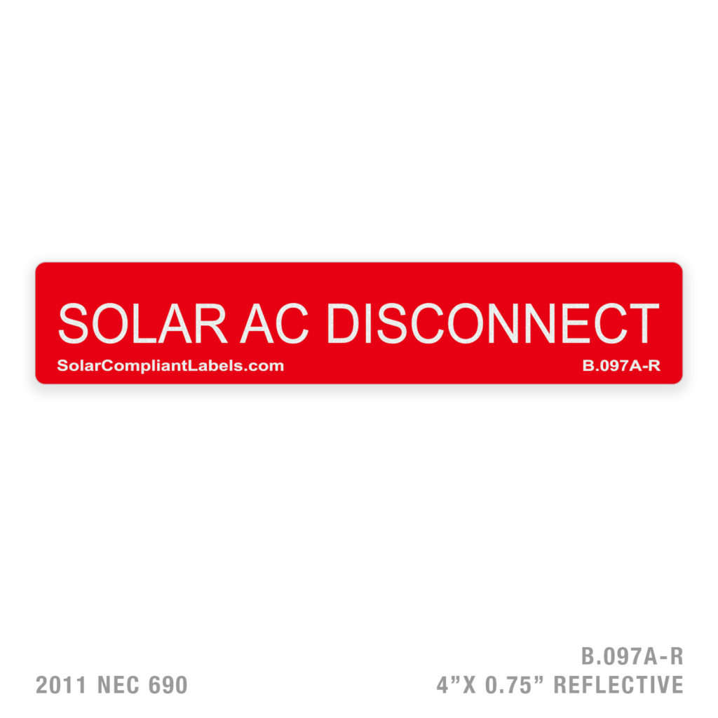 SOLAR AC DISCONNECT - 097 LABEL | SOLAR COMPLIANT LABELS