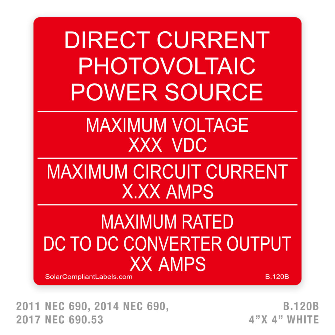 POWER SOURCE - 120 LABEL | SOLAR COMPLIANT LABELS