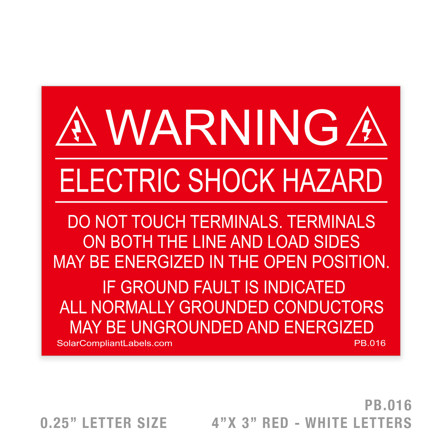 WARNING ESH – 016 PLACARD | SOLAR COMPLIANT LABELS