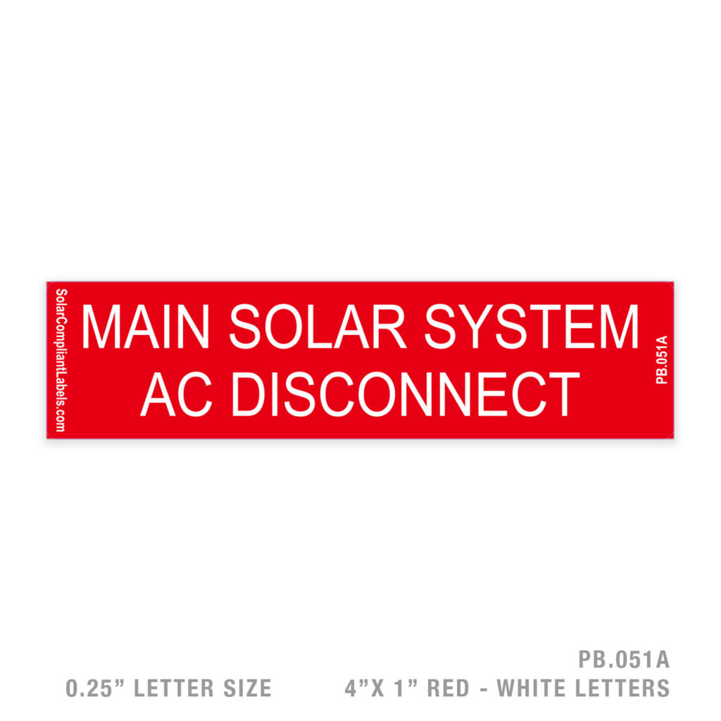 AC DISCONNECT - 051 PLACARD | SOLAR COMPLIANT LABELS