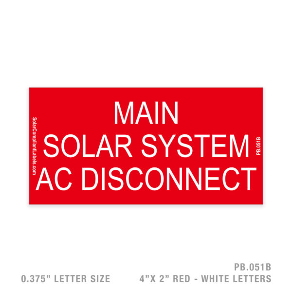AC DISCONNECT – 051 PLACARD | SOLAR COMPLIANT LABELS