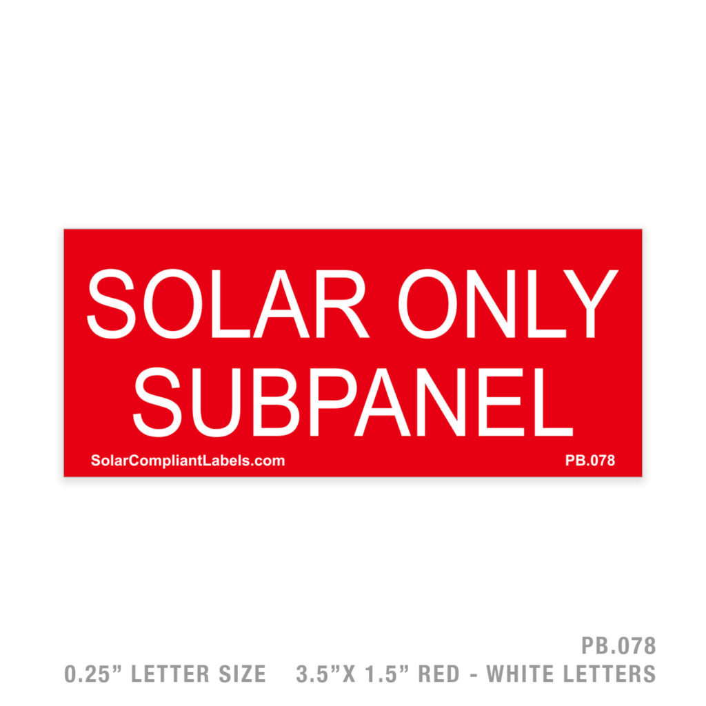 SOLAR ONLY - 078 PLACARD | SOLAR COMPLIANT LABELS