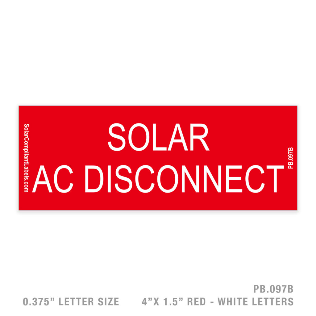SOLAR AC DISCONNECT - 097 PLACARD | SOLAR COMPLIANT LABELS