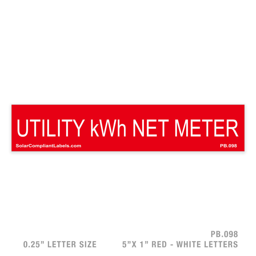 NET METER - 098 PLACARD | SOLAR COMPLIANT LABELS