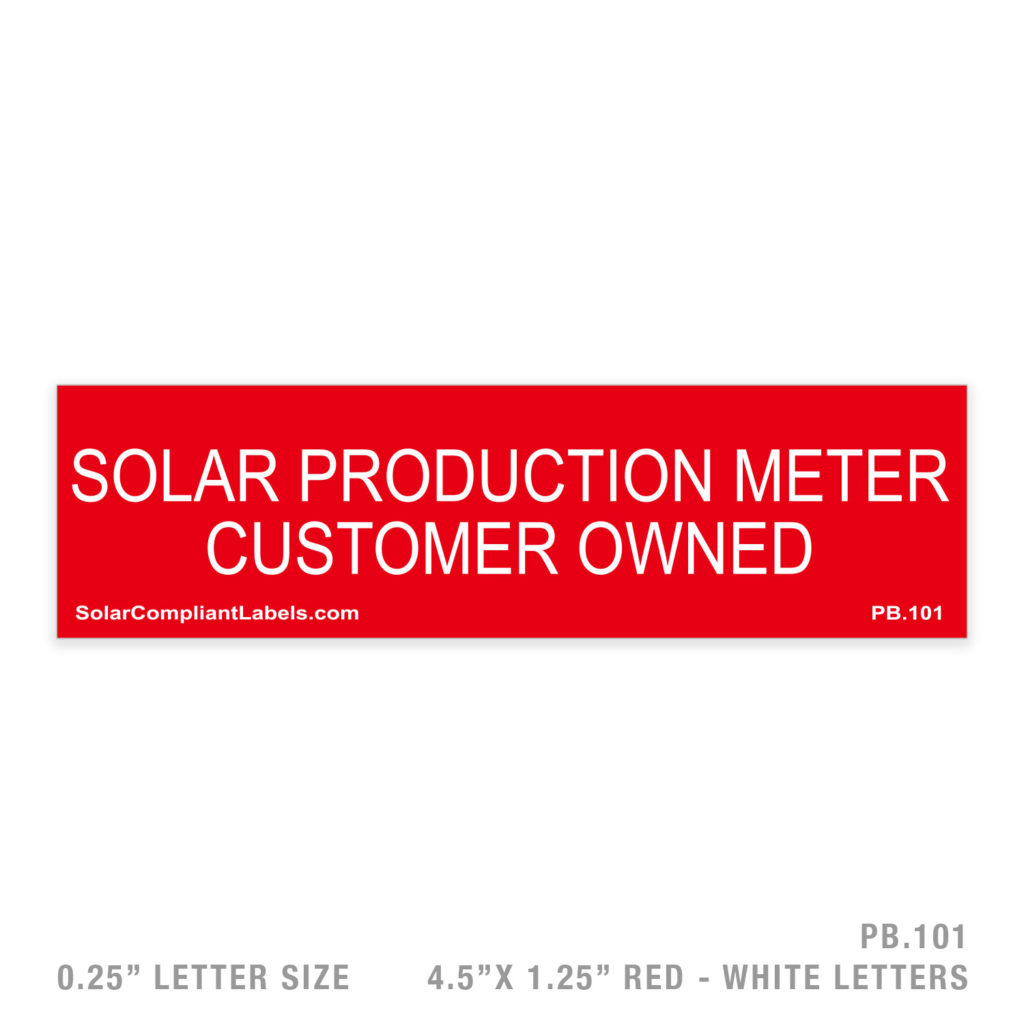 METER – 101 PLACARD | SOLAR COMPLIANT LABELS