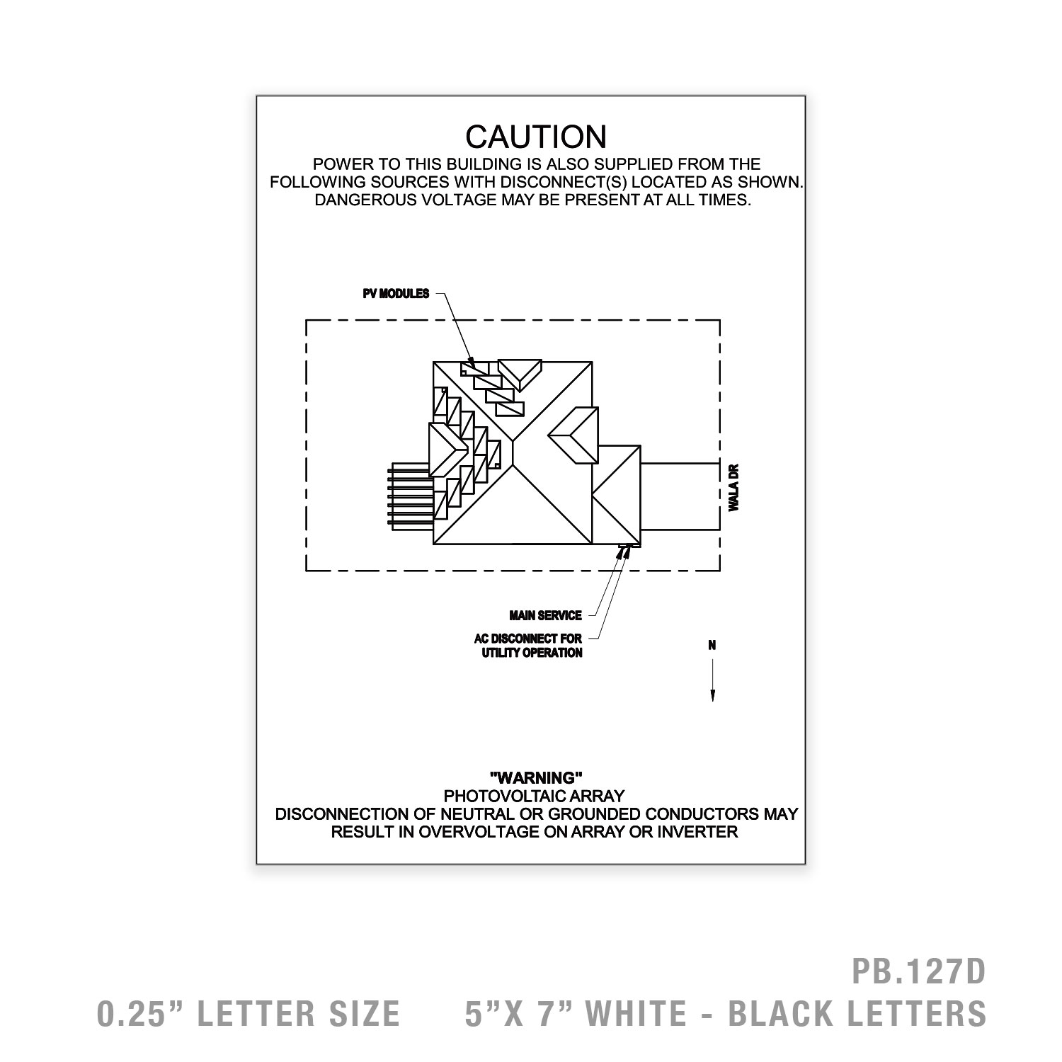 5" X 7" CUSTOM MAP - 127 PLACARD | SOLAR COMPLIANT LABELS