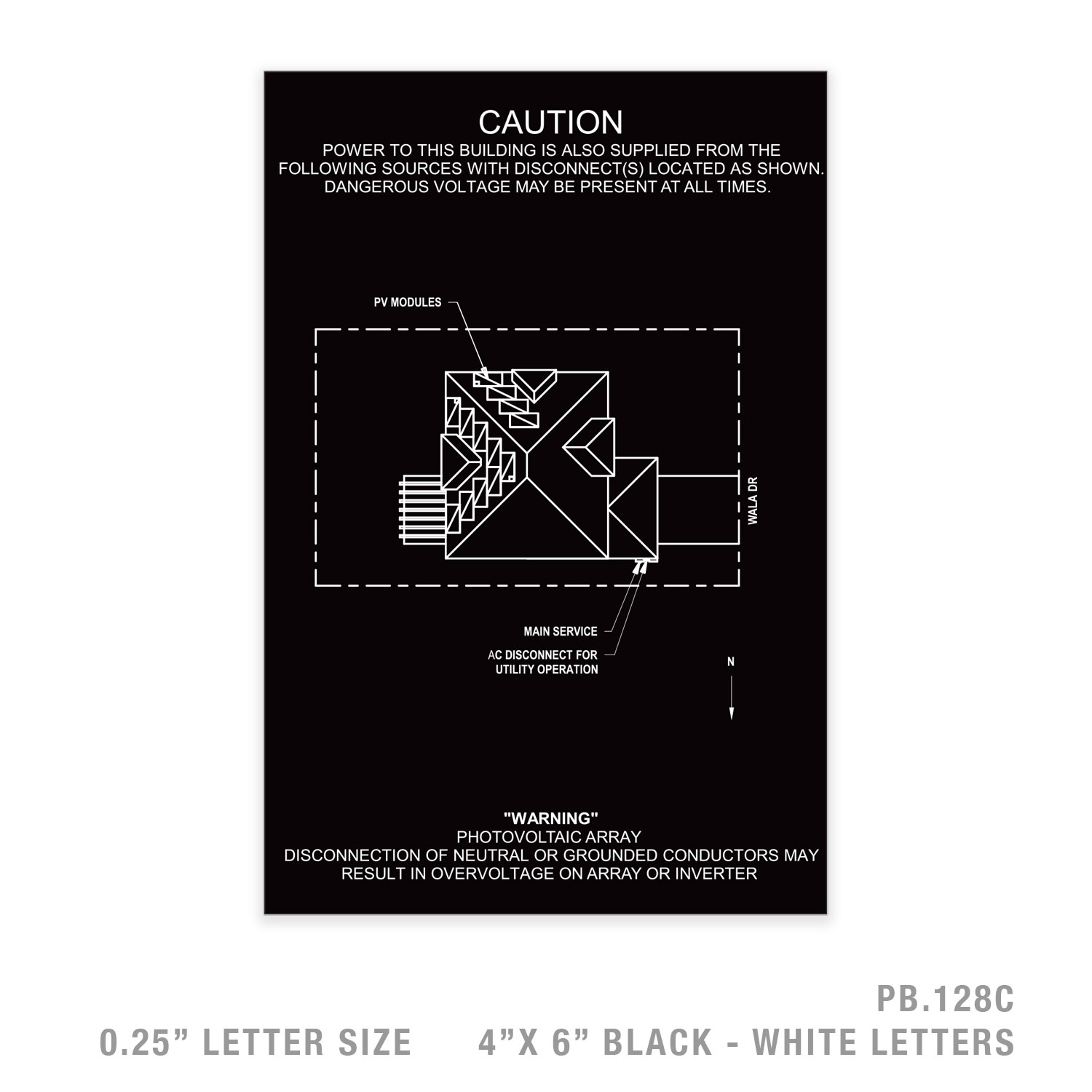 4" X 6" CUSTOM MAP - 128 PLACARD | SOLAR COMPLIANT LABELS