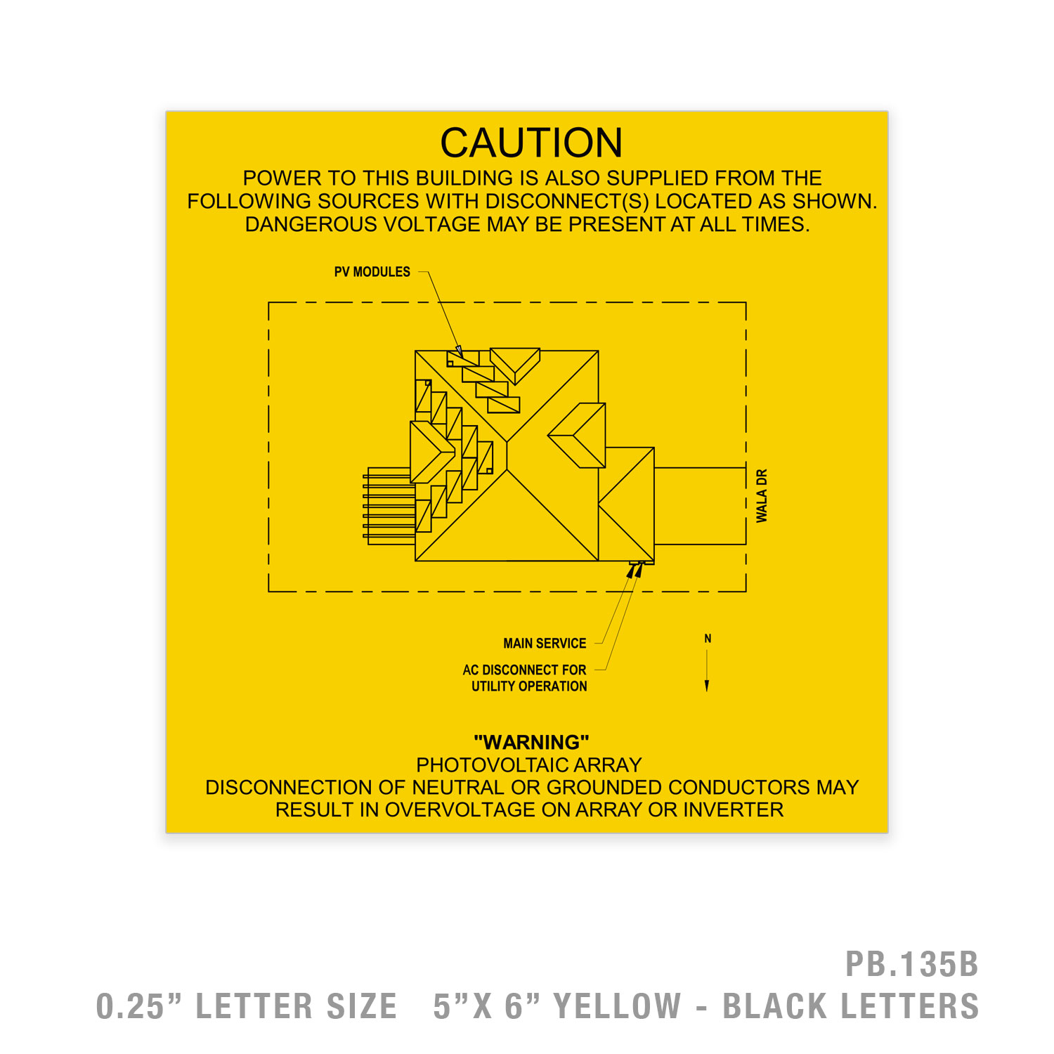 5" X 6" CUSTOM MAP - 135 PLACARD | SOLAR COMPLIANT LABELS