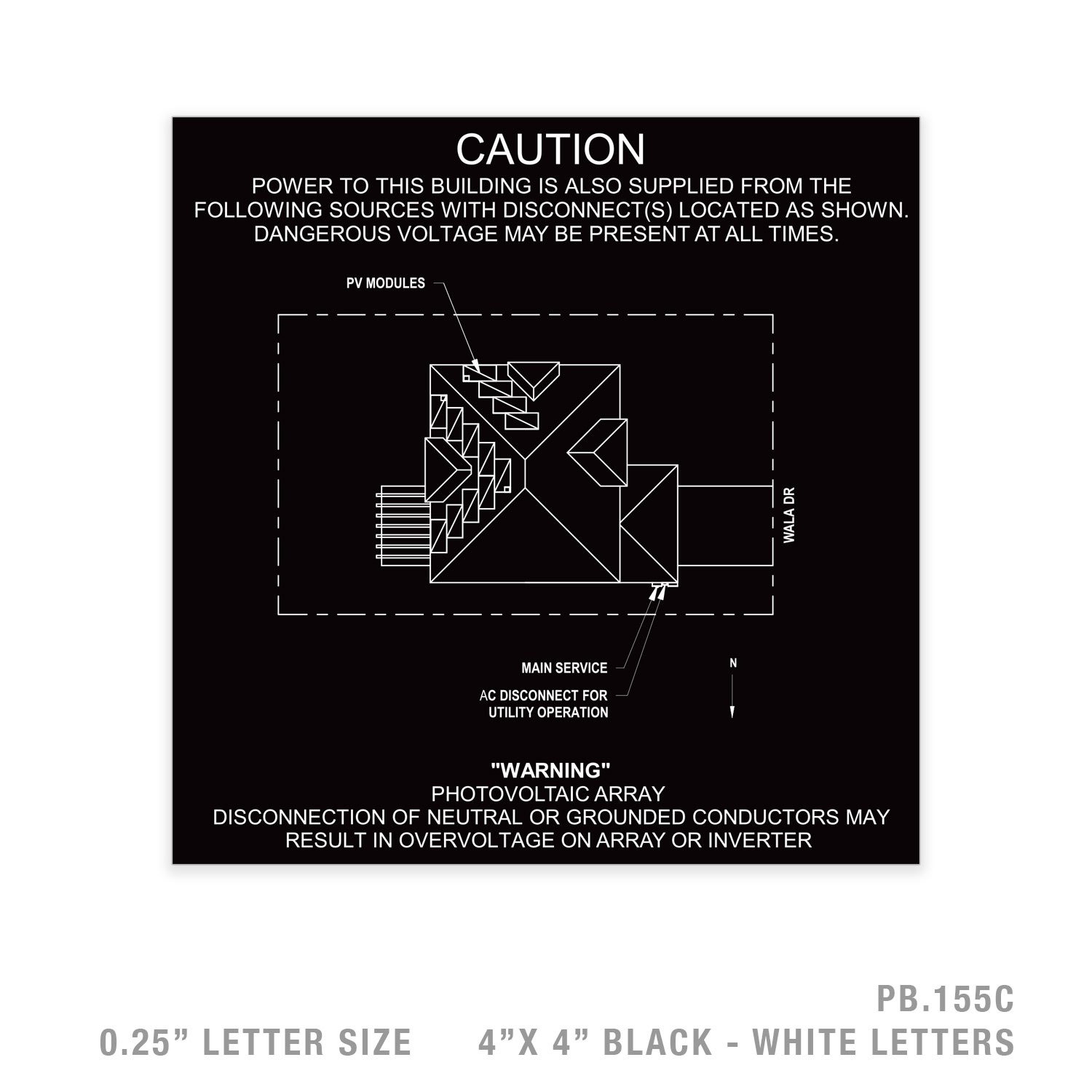 4" x 4" CUSTOM MAP - 155 PLACARD | SOLAR COMPLIANT LABELS