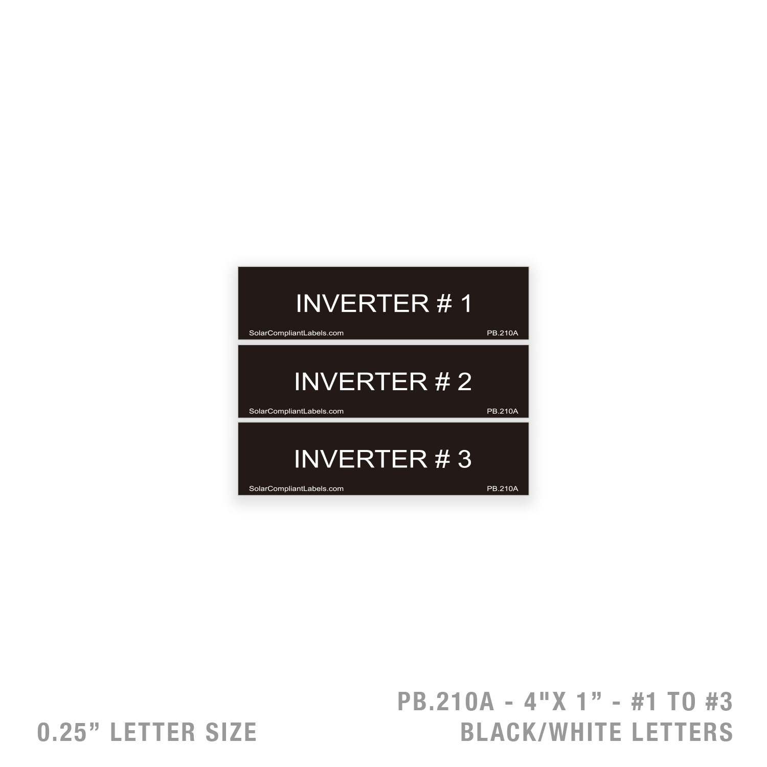 INVERTER #1 TO #16 - 210A PLACARD - 1/4" LETTER SIZE | SOLAR COMPLIANT ...