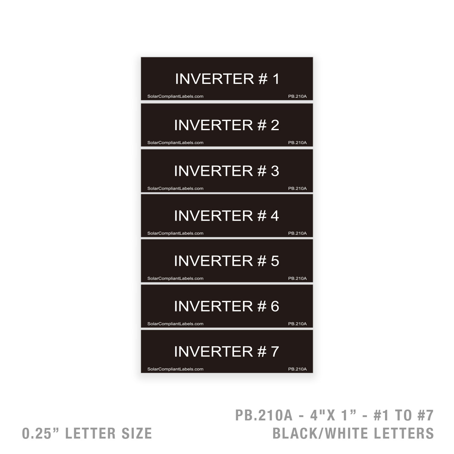 INVERTER #1 TO #16 - 210A PLACARD - 1/4" LETTER SIZE | SOLAR COMPLIANT ...
