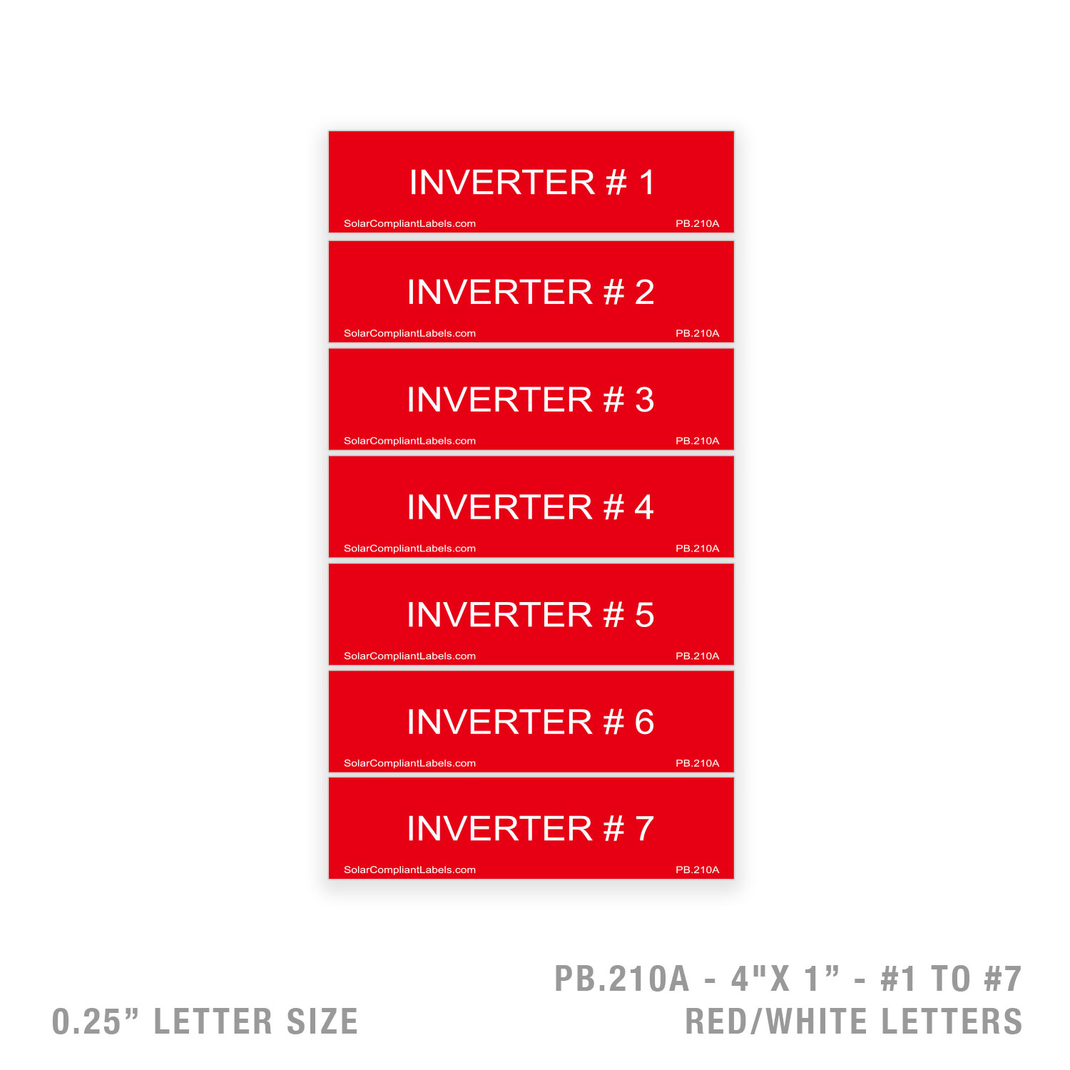 INVERTER #1 TO #16 - 210A PLACARD - 1/4" LETTER SIZE | SOLAR COMPLIANT ...