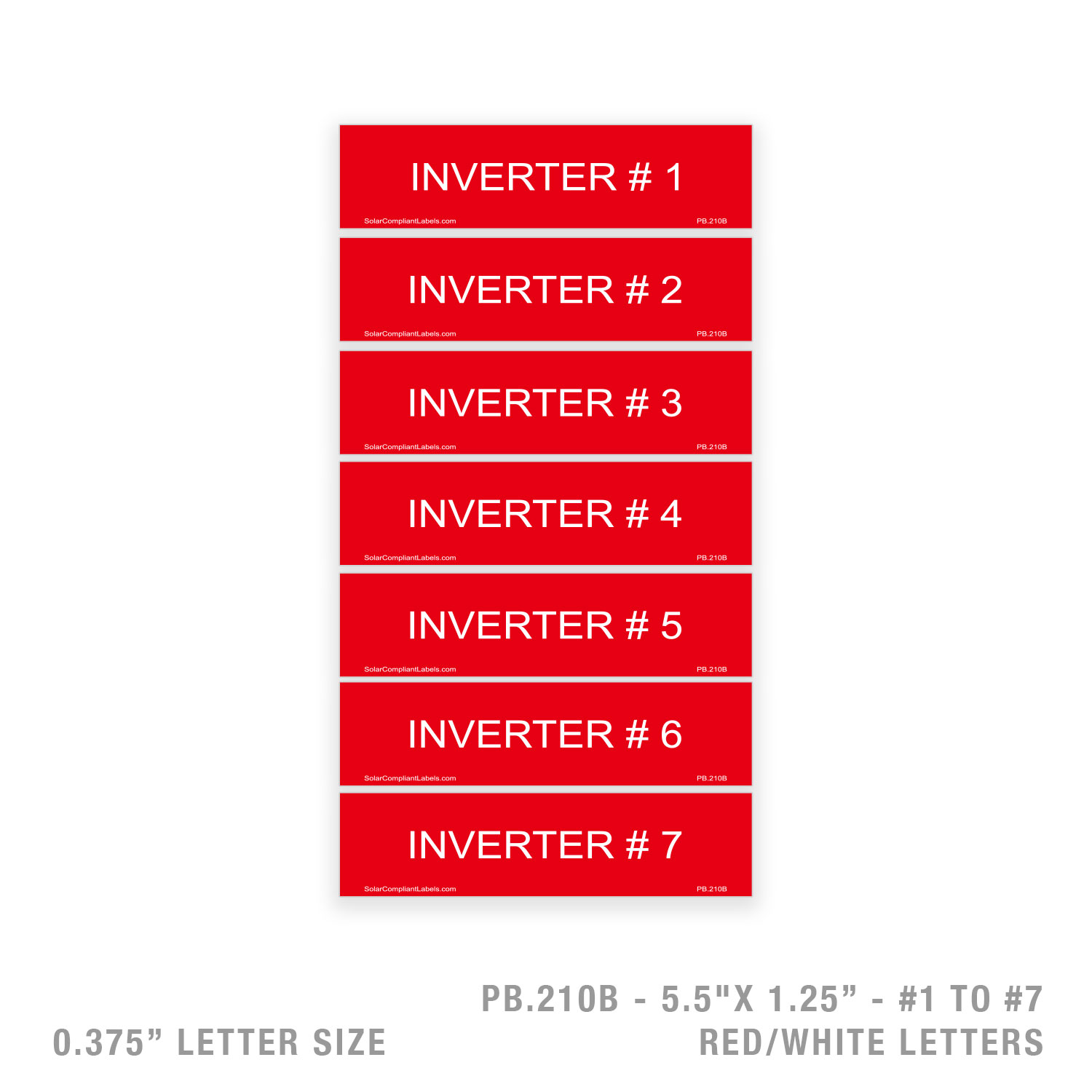 INVERTER #1 TO #16 - 210B PLACARD - 3/8" LETTER SIZE | SOLAR COMPLIANT ...