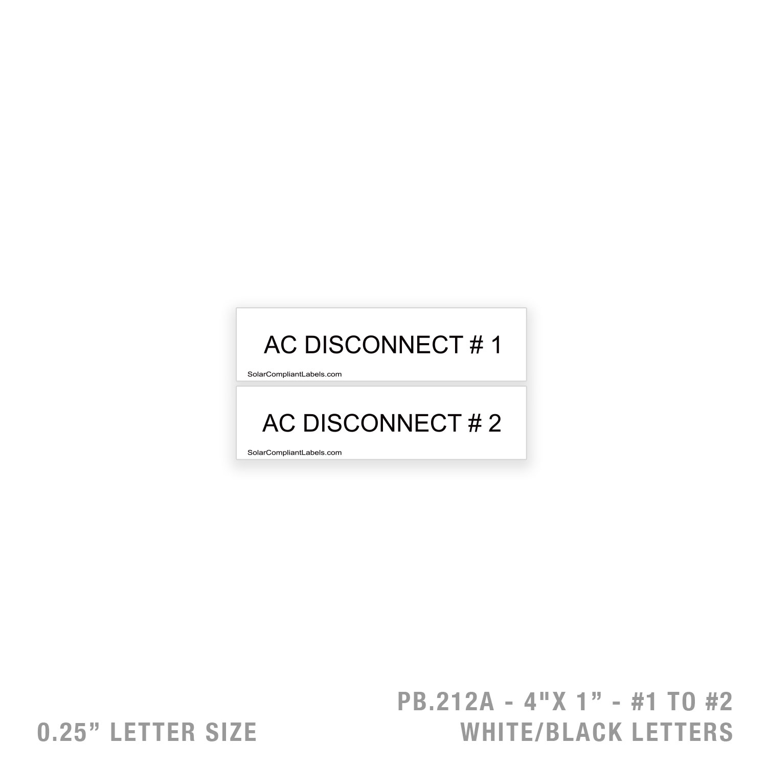 AC DISCONNECT #1 TO #16 - 212A PLACARD - 1/4" LETTER SIZE | SOLAR ...