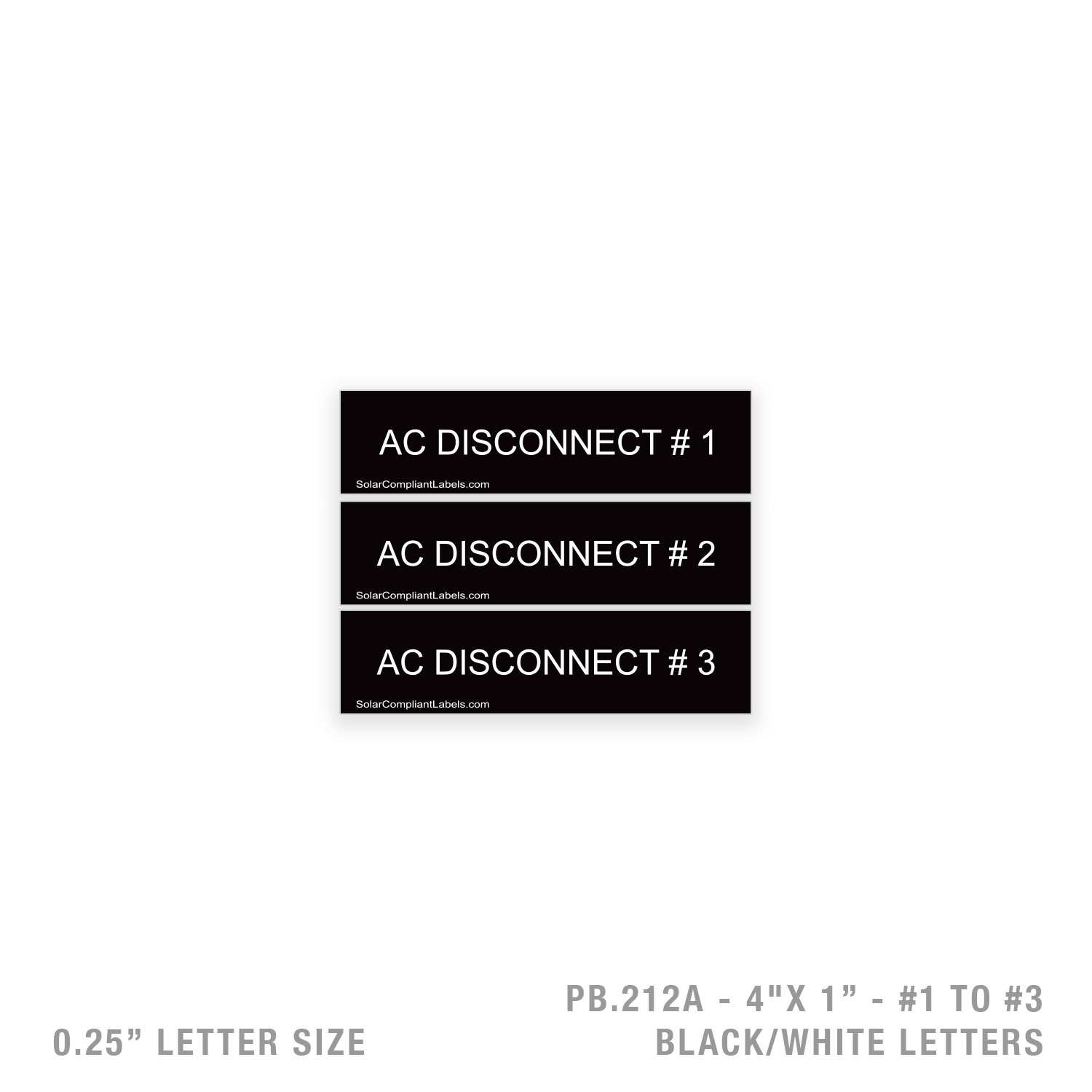 AC DISCONNECT #1 TO #16 - 212A PLACARD - 1/4" LETTER SIZE | SOLAR ...