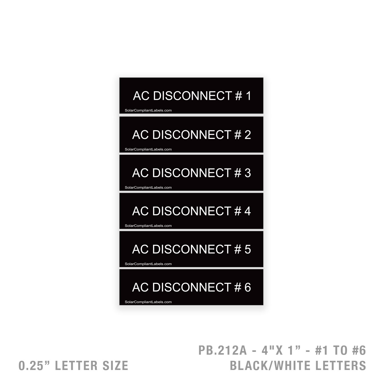 AC DISCONNECT #1 TO #16 - 212A PLACARD - 1/4" LETTER SIZE | SOLAR ...