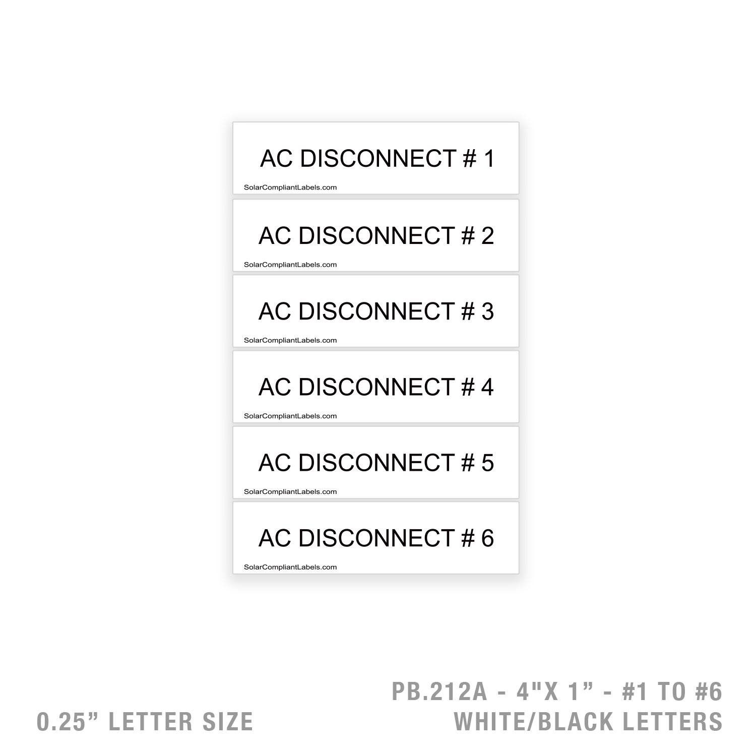AC DISCONNECT #1 TO #16 - 212A PLACARD - 1/4" LETTER SIZE | SOLAR ...