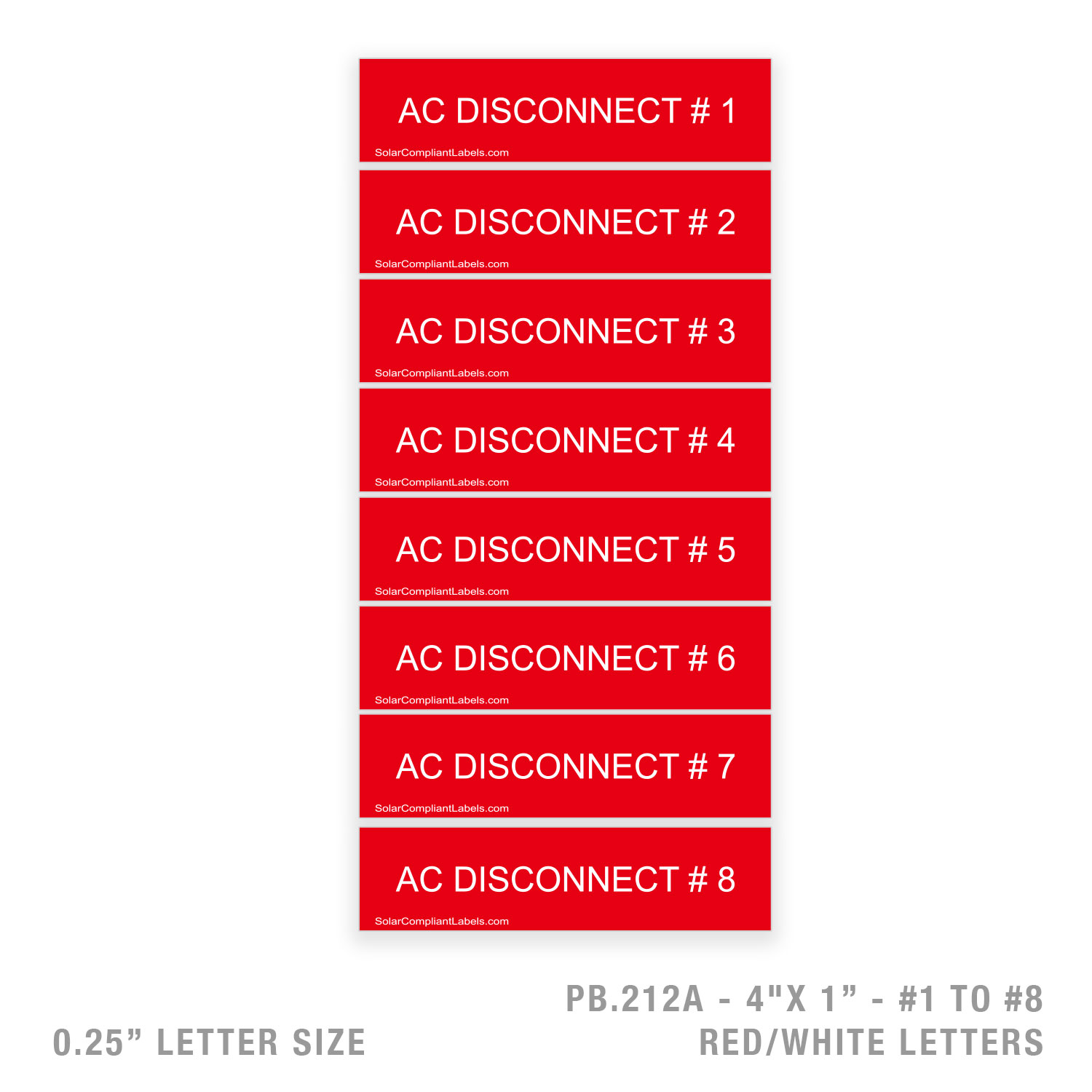 AC DISCONNECT #1 TO #16 - 212A PLACARD - 1/4" LETTER SIZE | SOLAR ...