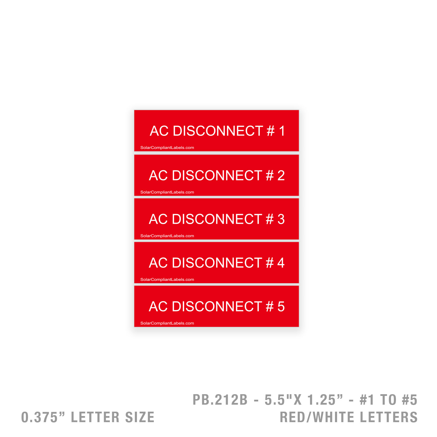 AC DISCONNECT #1 TO #16 - 212B PLACARD - 3/8" LETTER SIZE | SOLAR ...