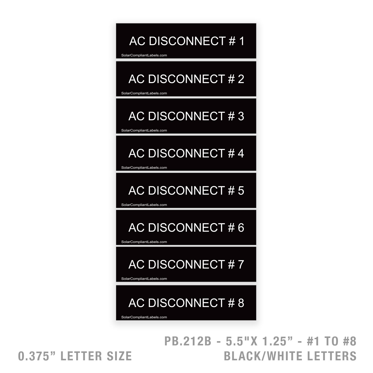 AC DISCONNECT #1 TO #16 - 212B PLACARD - 3/8" LETTER SIZE | SOLAR ...
