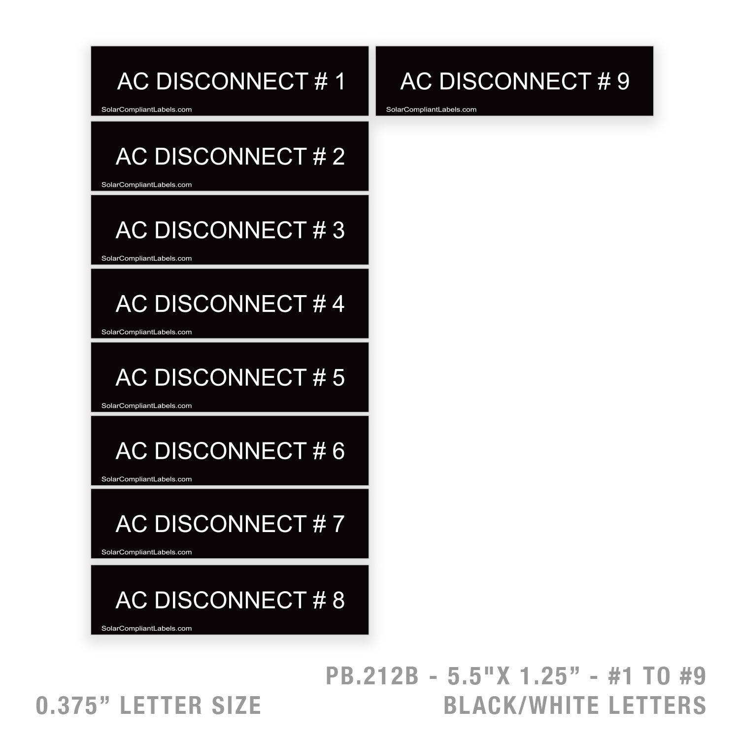 AC DISCONNECT #1 TO #16 - 212B PLACARD - 3/8" LETTER SIZE | SOLAR ...