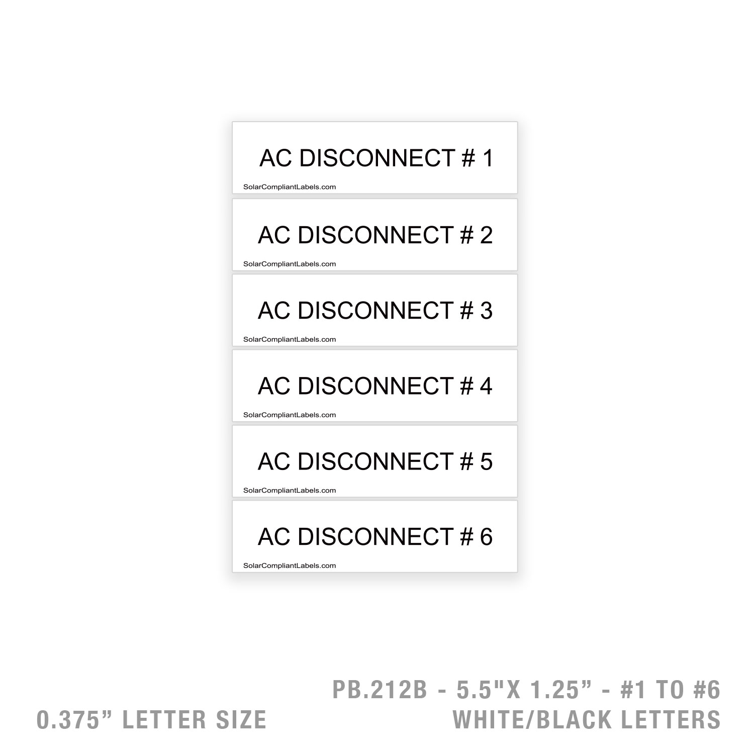 AC DISCONNECT #1 TO #16 - 212B PLACARD - 3/8" LETTER SIZE | SOLAR ...