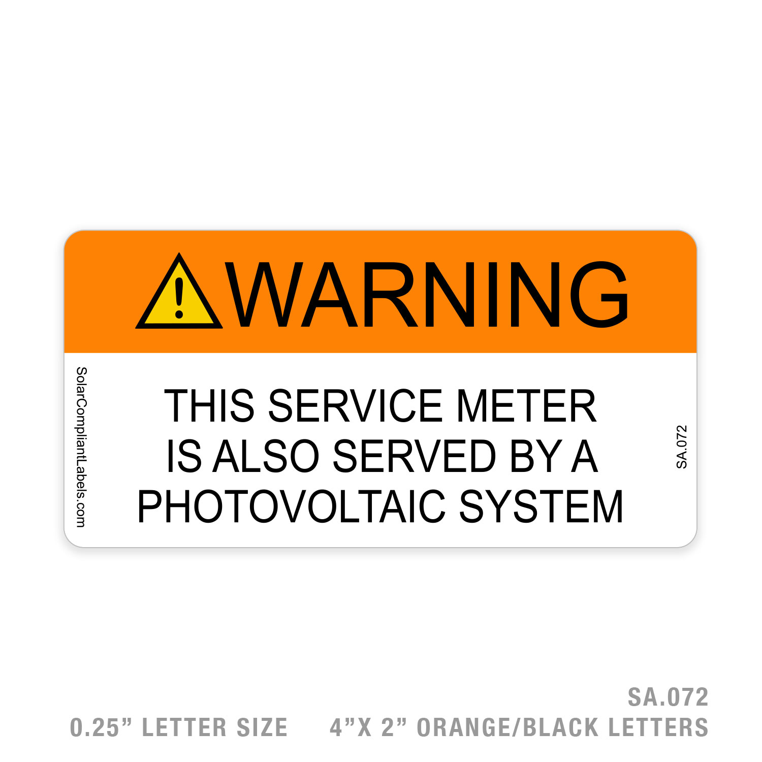 WARNING – 072 SIGN | SOLAR COMPLIANT LABELS