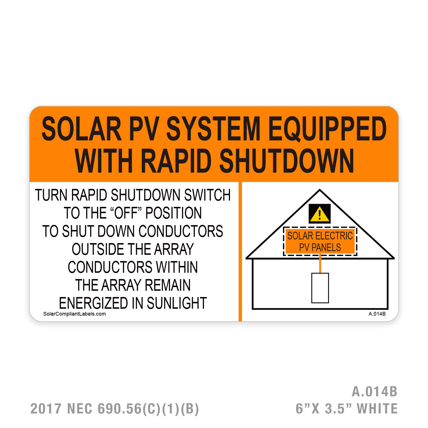 RAPID SHUTDOWN – 014B LABEL | SOLAR COMPLIANT LABELS