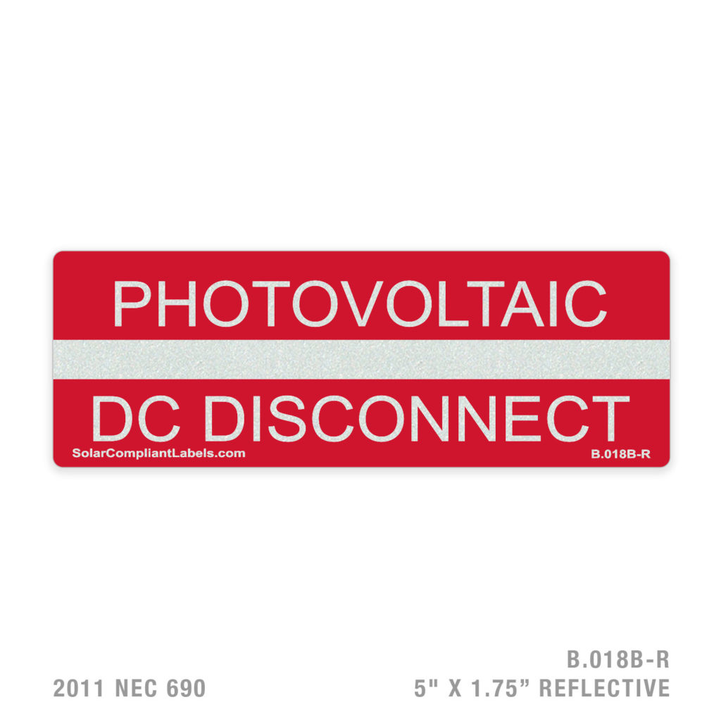 DC DISCONNECT - 018B LABEL | SOLAR COMPLIANT LABELS