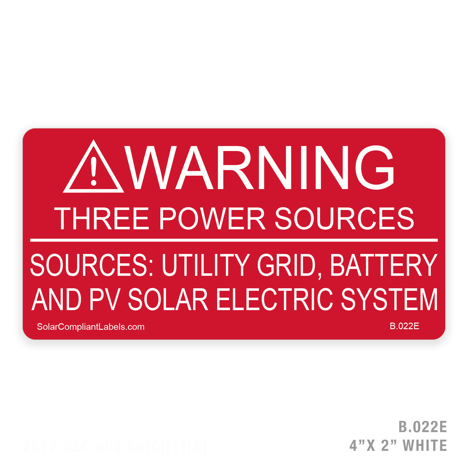 WARNING THREE POWER – 022E LABEL | SOLAR COMPLIANT LABELS