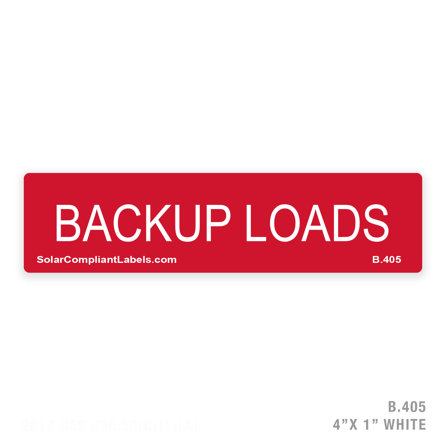 BACKUP – 405 LABEL | SOLAR COMPLIANT LABELS