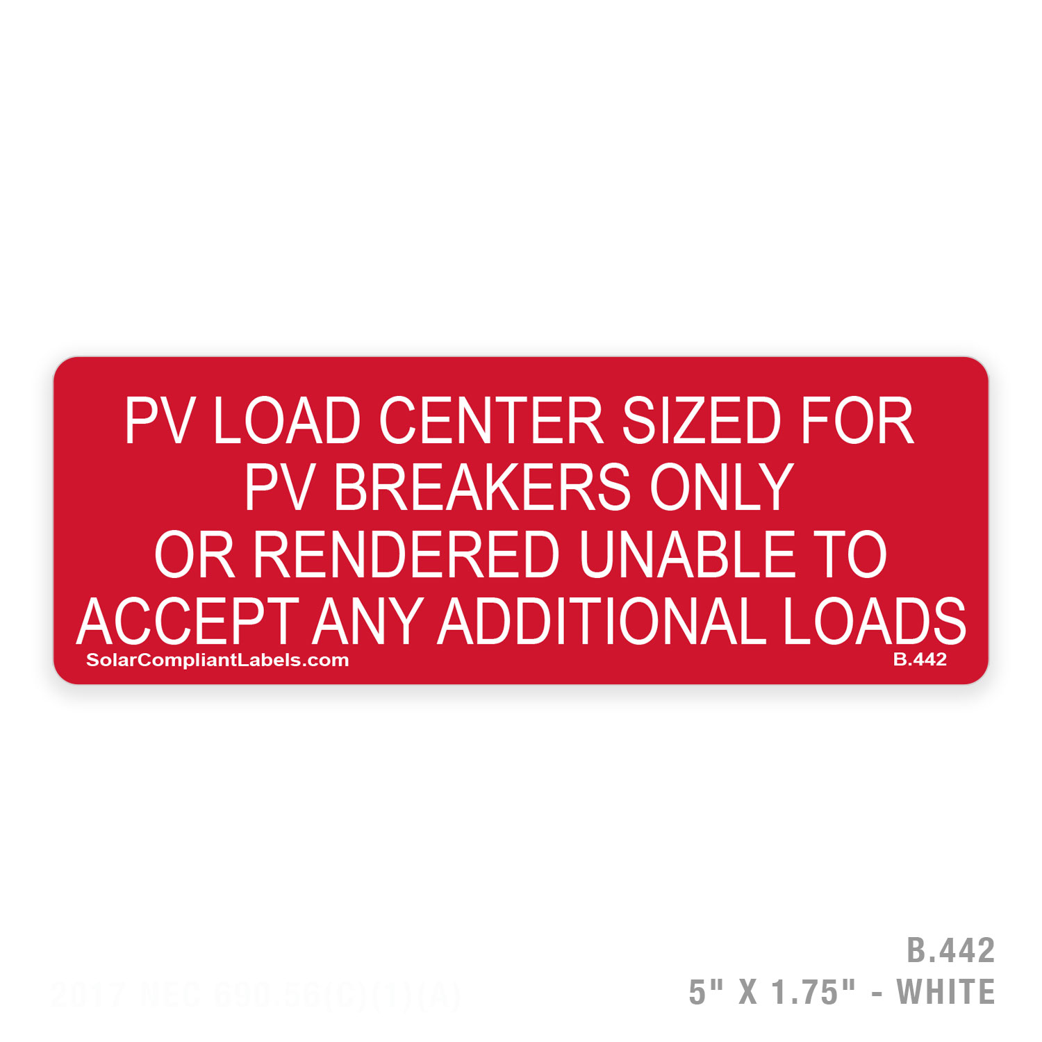 LOAD CENTER – 442 LABEL | SOLAR COMPLIANT LABELS