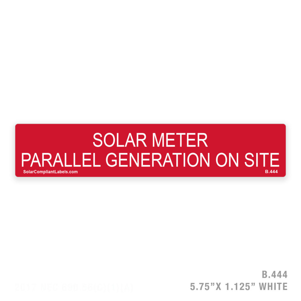 SOLAR METER - 444 LABEL | SOLAR COMPLIANT LABELS