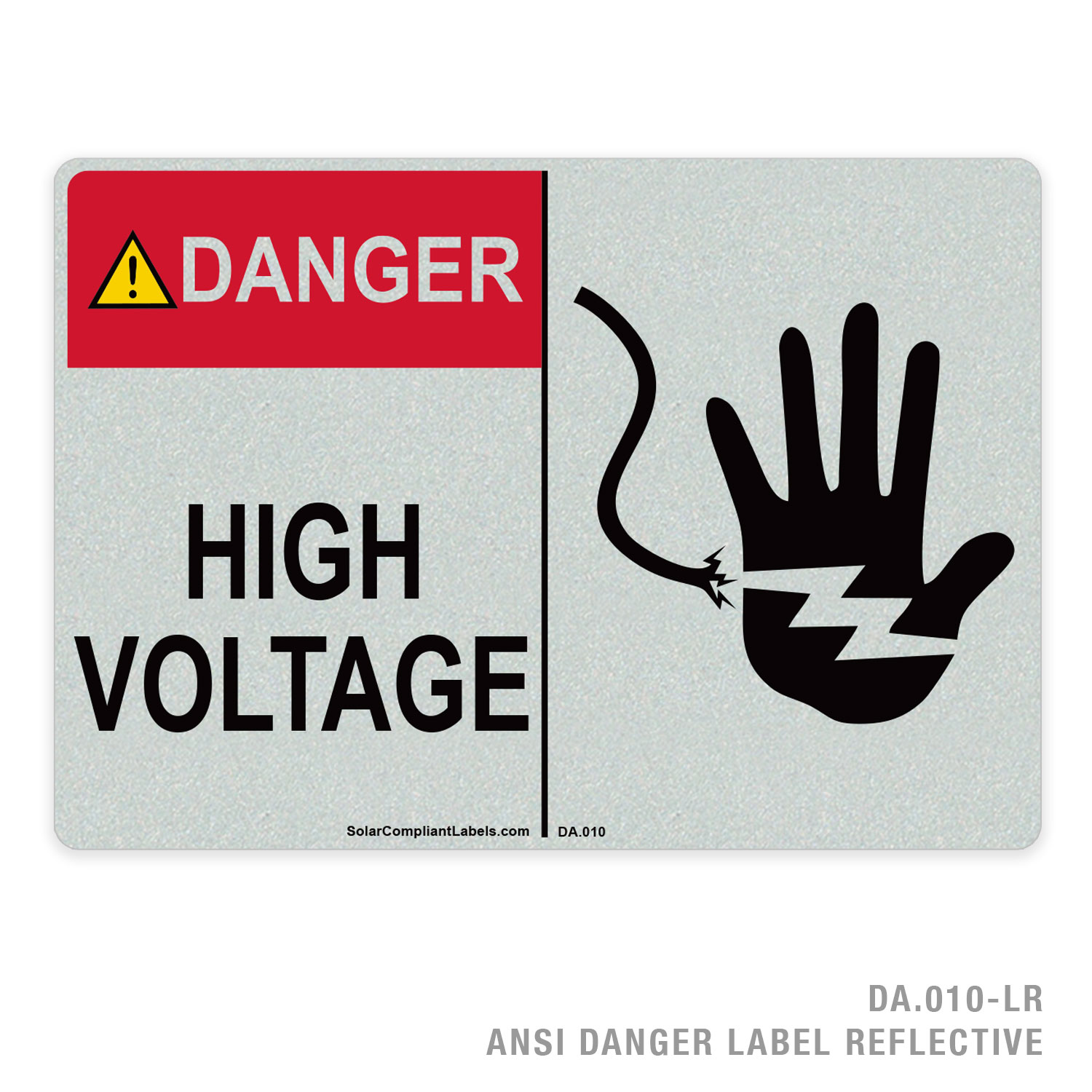 DANGER - HIGH VOLTAGE - 010A ANSI LABEL | SOLAR COMPLIANT LABELS