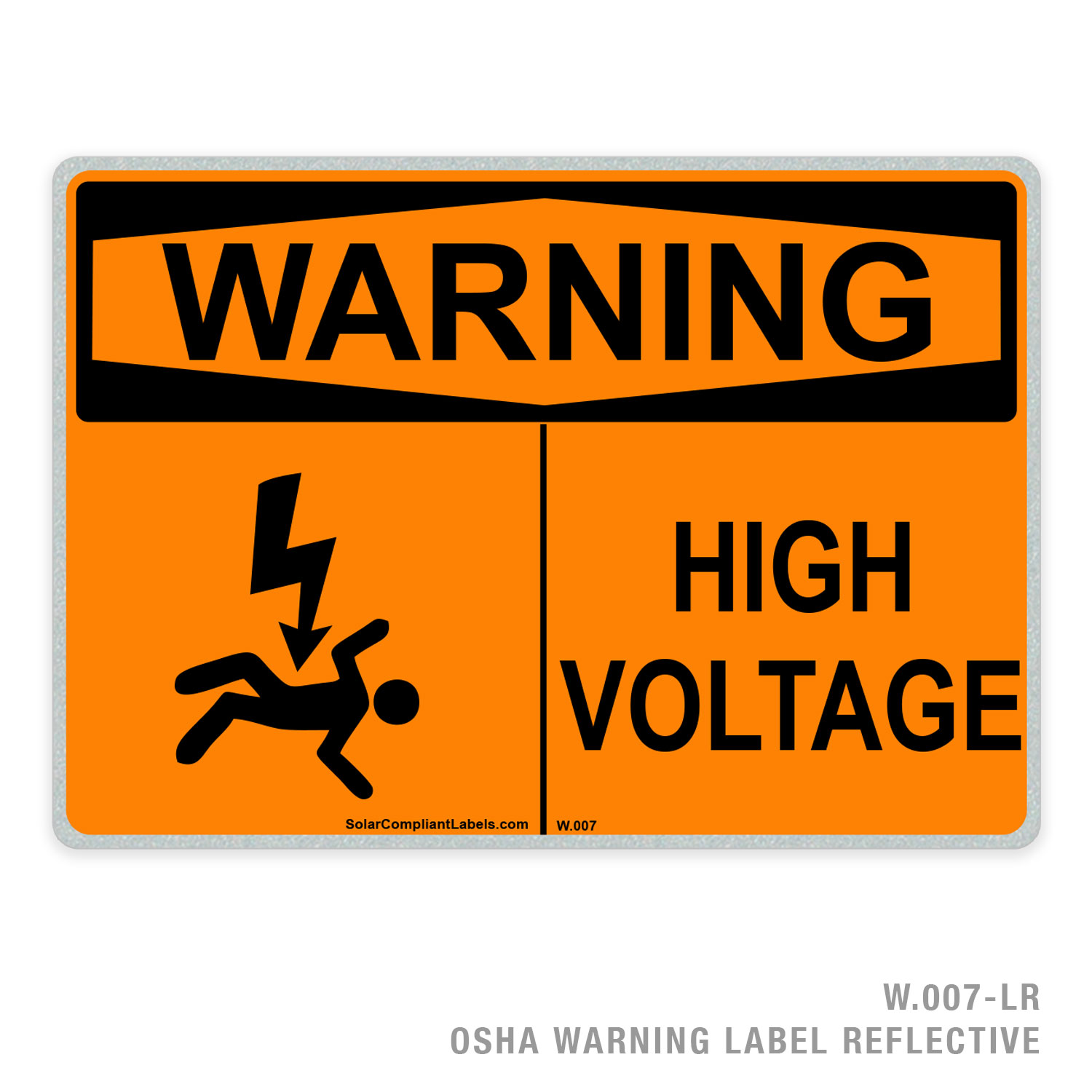 WARNING - HIGH VOLTAGE - 007 OSHA LABEL | SOLAR COMPLIANT LABELS