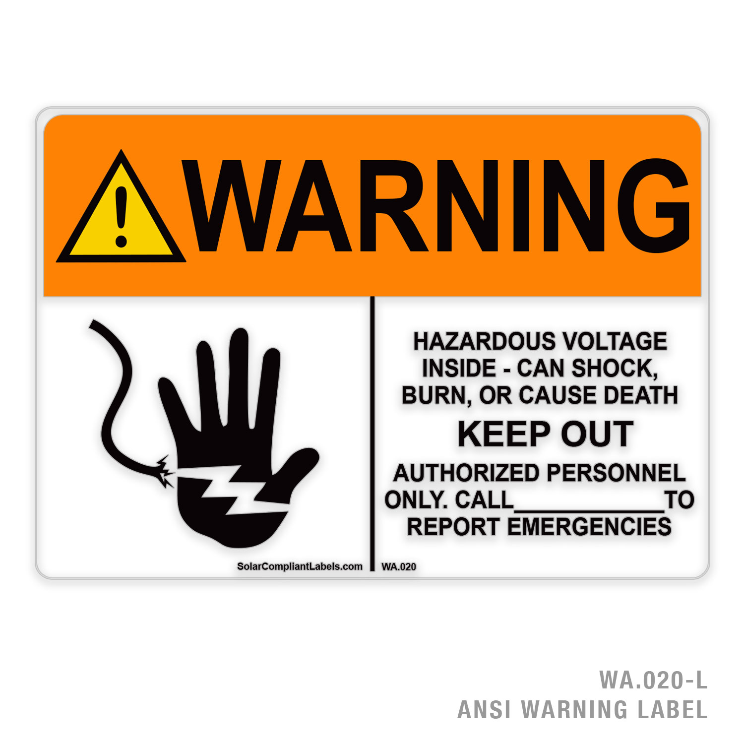 WARNING – HAZARDOUS VOLTAGE INSIDE – CAN SHOCK, BURN, OR CAUSE DEATH ...